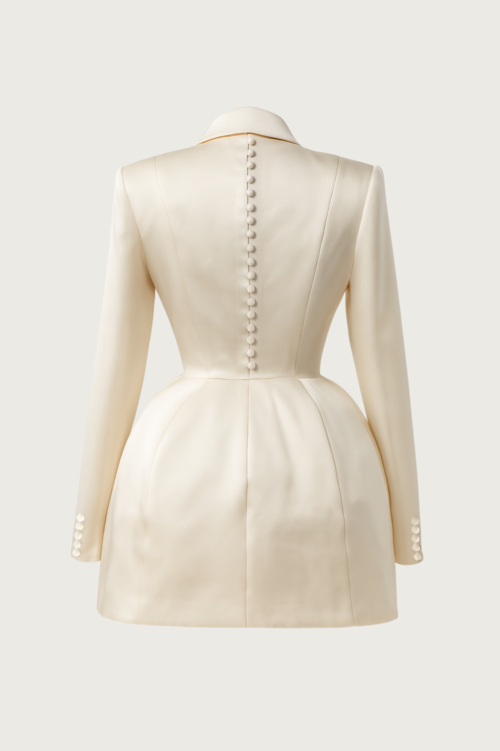 Structured Satin Mini Dress - Ivory